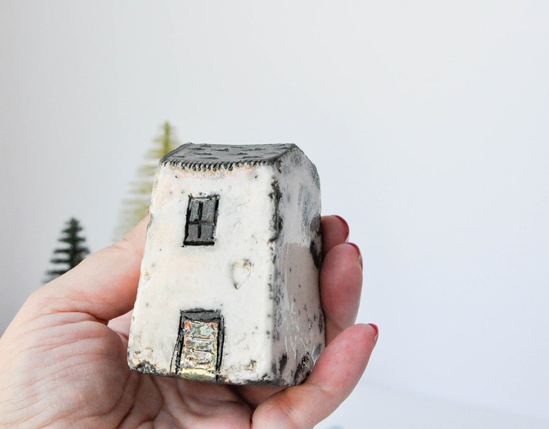 White Raku fired Ceramic house made in Croatia handmade | Etsy