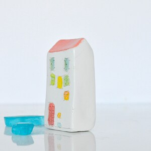 Unique Mini Ceramic House With Orange Roof and Door. Handmade - Etsy