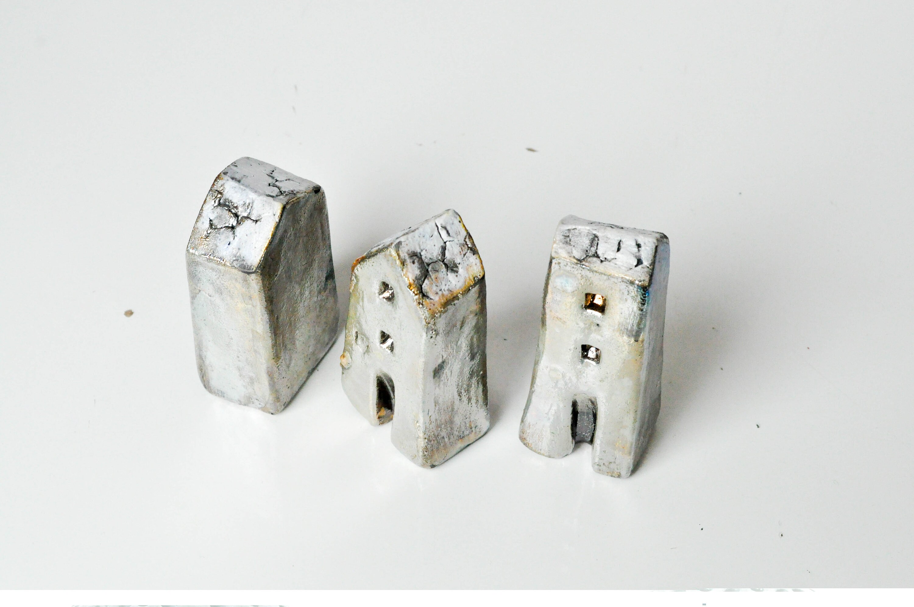 Set of 3 Raku Fired Ceramic Houses | Handmade Sculptural Home Decor ...