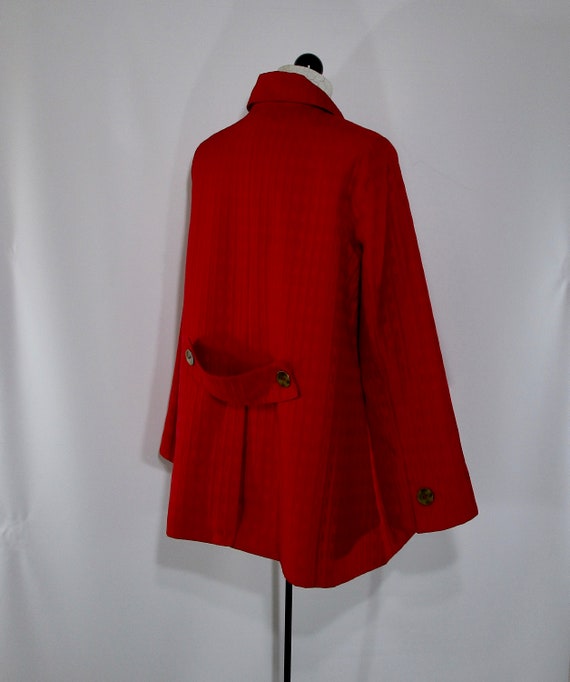 80s Red Designer Coat M, Vintage 1980s George Simonto… - Gem