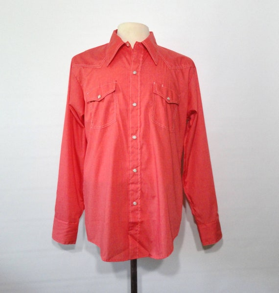 1950s Red Western Shirt, Vintage Sears Ranch Farm Wea… - Gem