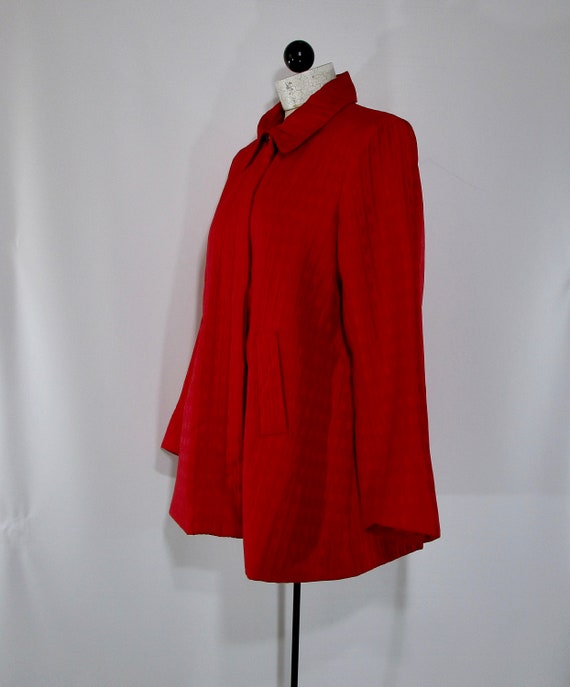 80s Red Designer Coat M, Vintage 1980s George Simonto… - Gem