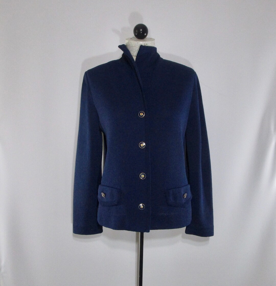 Navy Knit Jacket 8, Vintage 70s 80s Vintage Castleberry Knits Button ...
