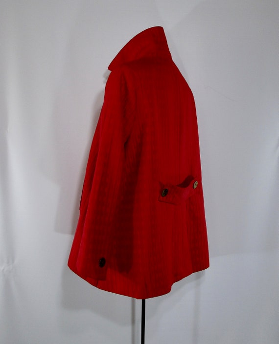 80s Red Designer Coat M, Vintage 1980s George Simonto… - Gem