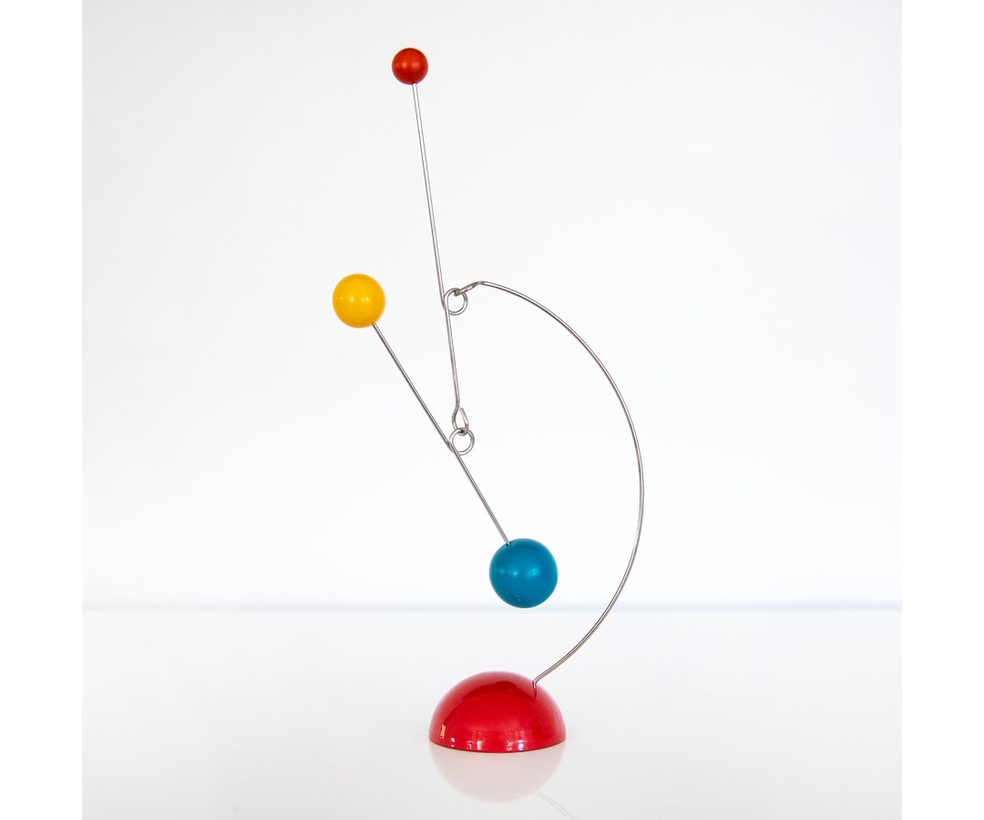 Red, Yellow, and Teal Tabletop Hanging Mobile, Standing Stabile, Mid ...