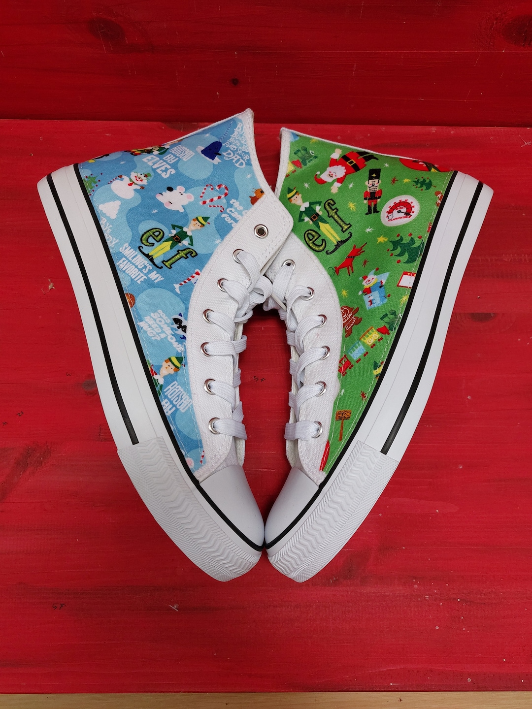 Hand Customised/custom Buddy Elf Theme Trainers Shoes High Top Sneakers ...