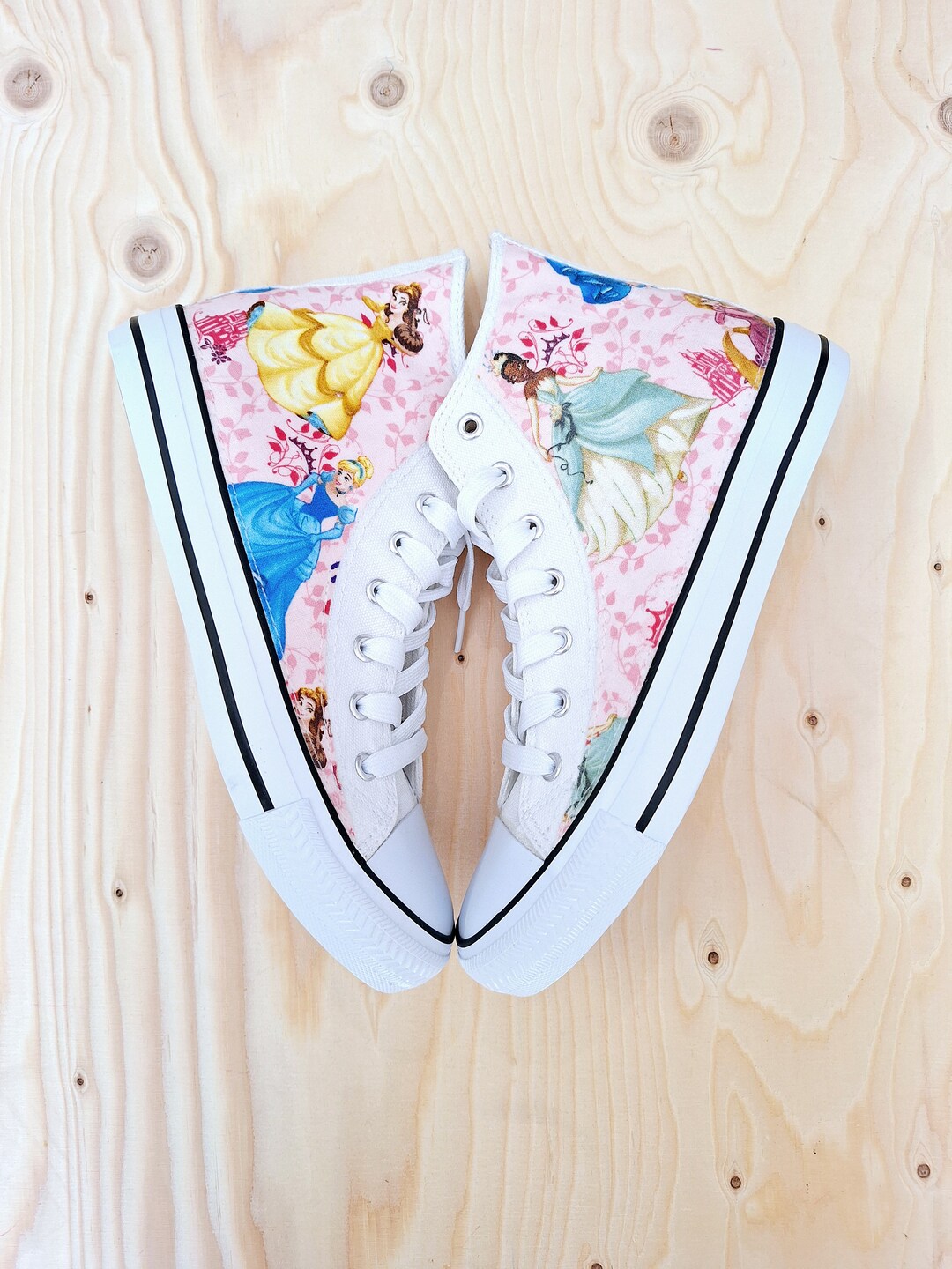 Hand Customised/custom Disney Princess Theme Trainers Shoes High Top ...
