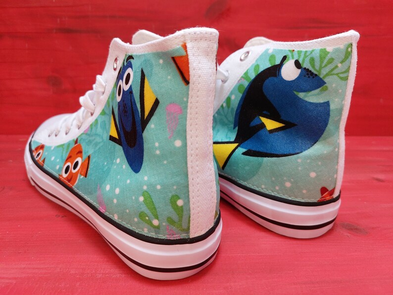 Hand Customised/custom Finding Nemo Dory Theme Trainers Shoes High Top ...