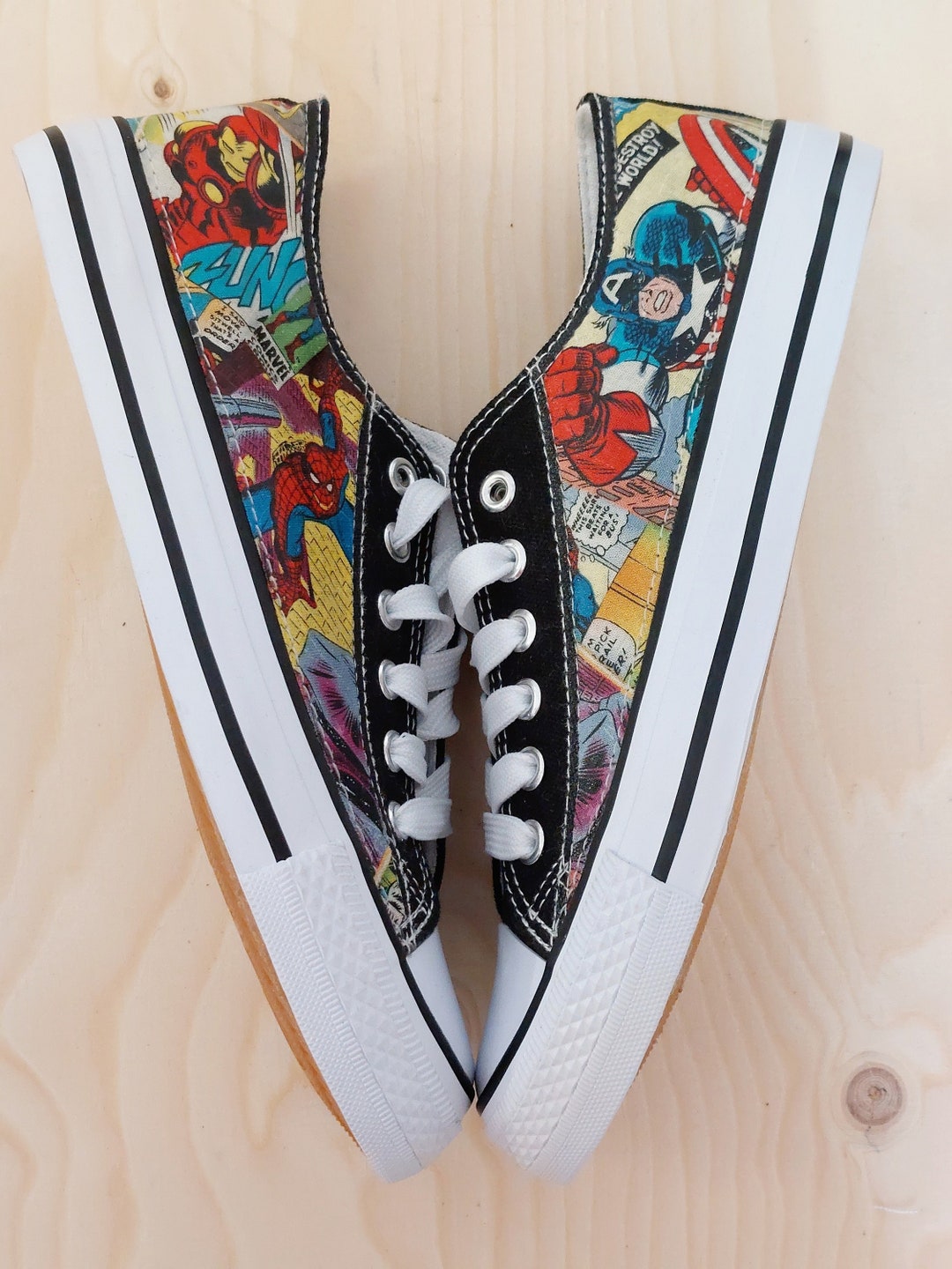 Hand Customised/custom Marvel Character Comic Pages Theme Shoes ...