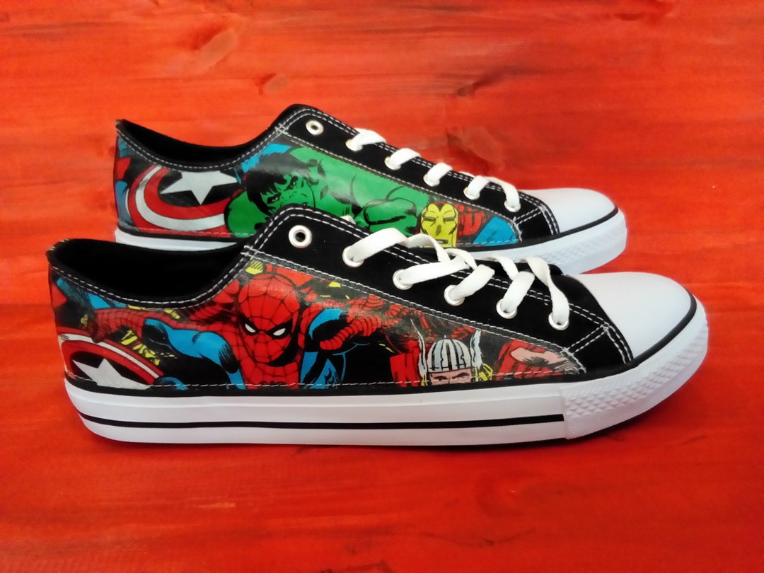 Hand Customised/custom Marvel Characters Theme Shoes Trainers High Top ...