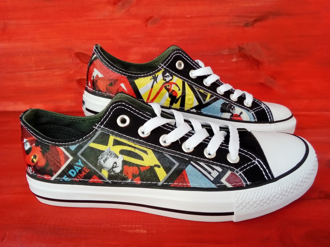 Hand Customised/custom Incredibles Theme Shoe Trainer Low Top Sneaker ...