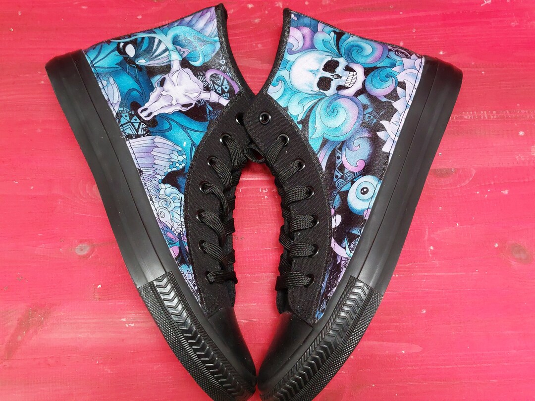 Hand Customised/custom Skulls and Ram Skulls Theme Shoes Trainers High ...