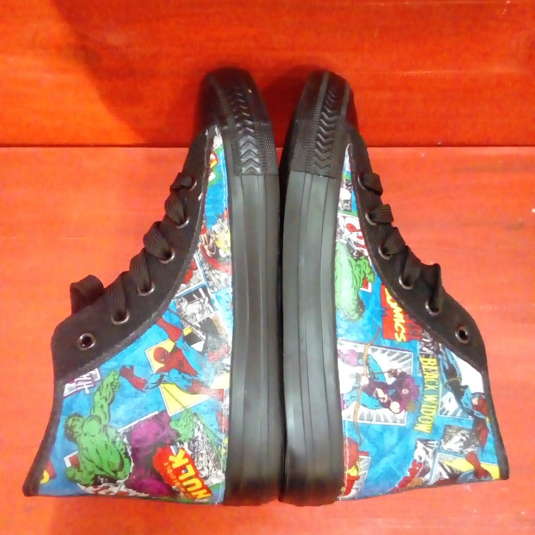 Hand Customised/custom Marvel Characters Theme Shoes Trainers High Top ...