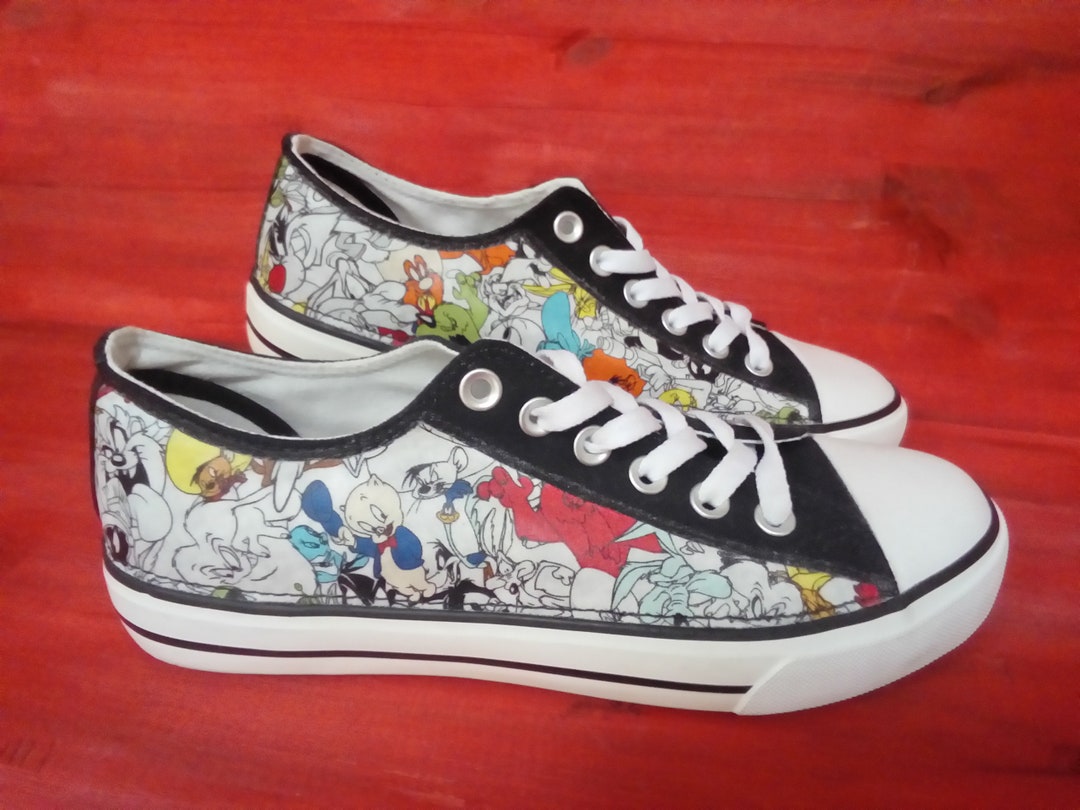 Hand Customised/custom Looney Tunes Drawings Theme Trainers Shoes Low ...