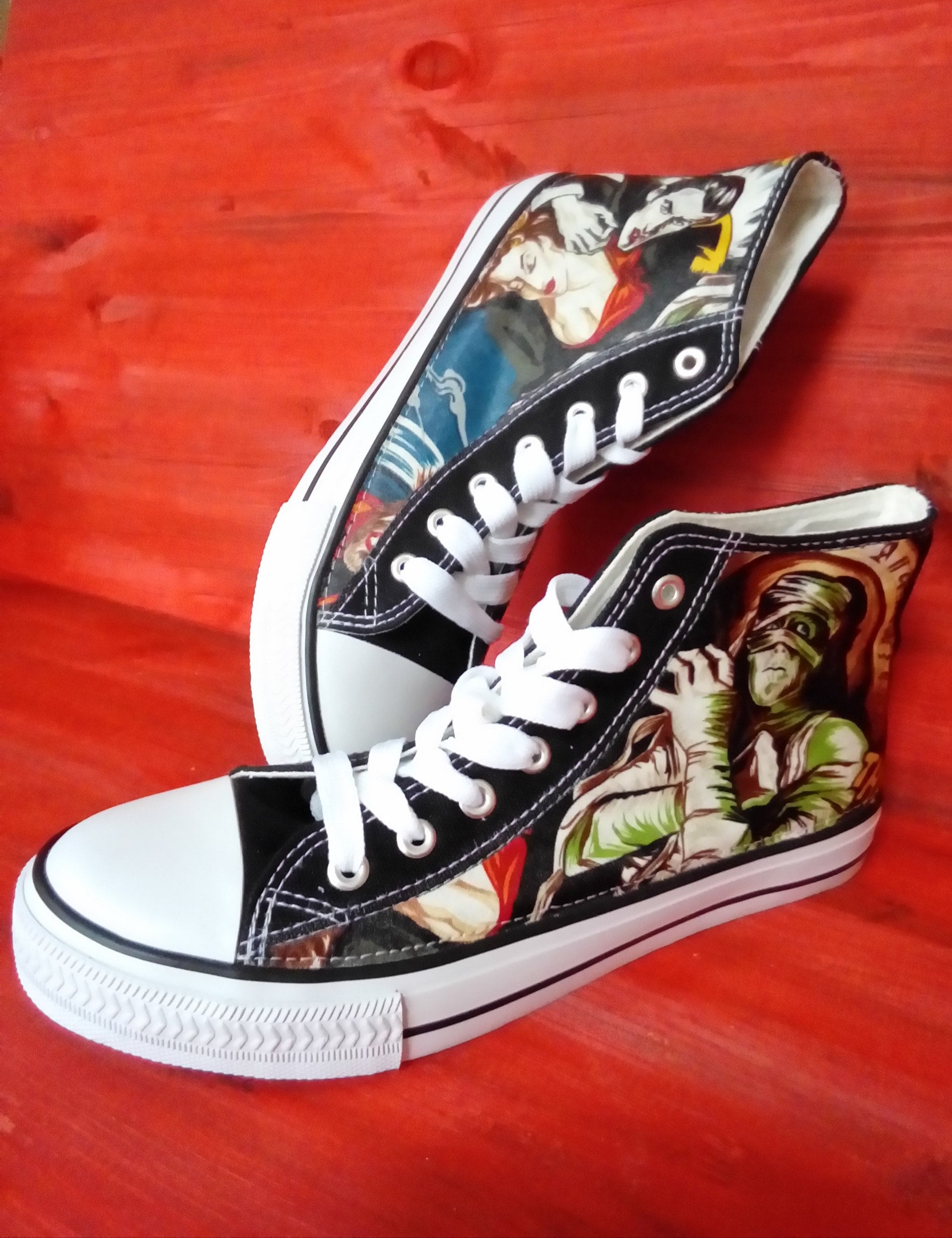 Canvas Shoes Trainers,Kids to Adults, Hand Customised with Horror ...