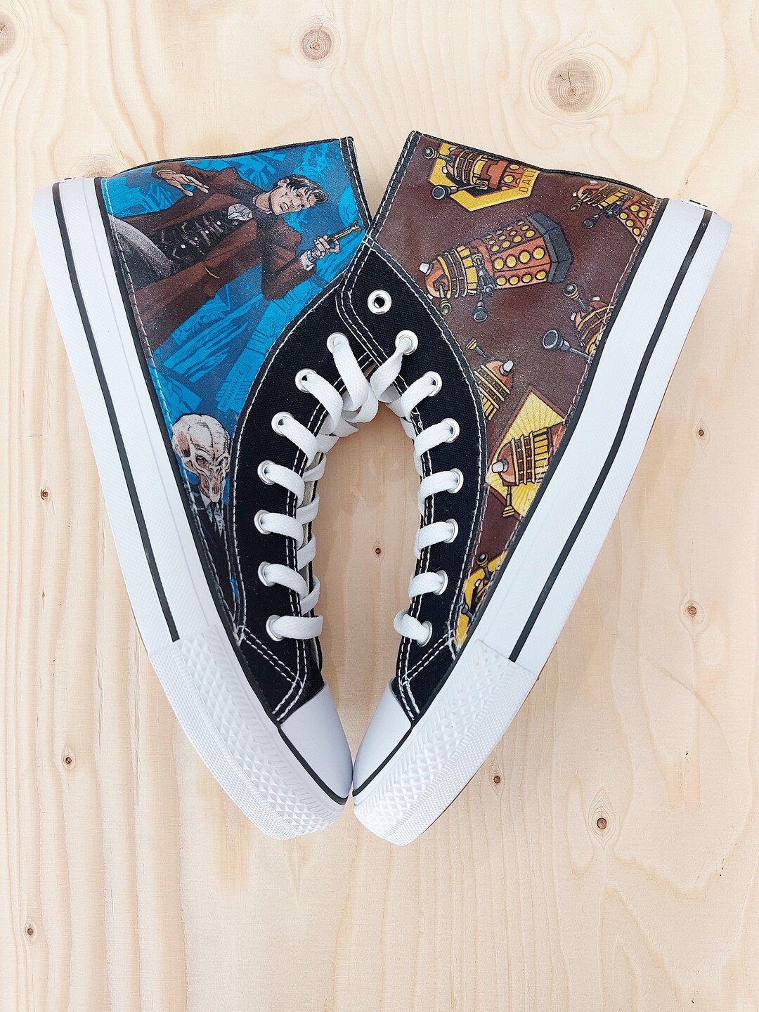 Hand Customised/custom Doctor Who Theme Shoes Trainers High Low Top ...