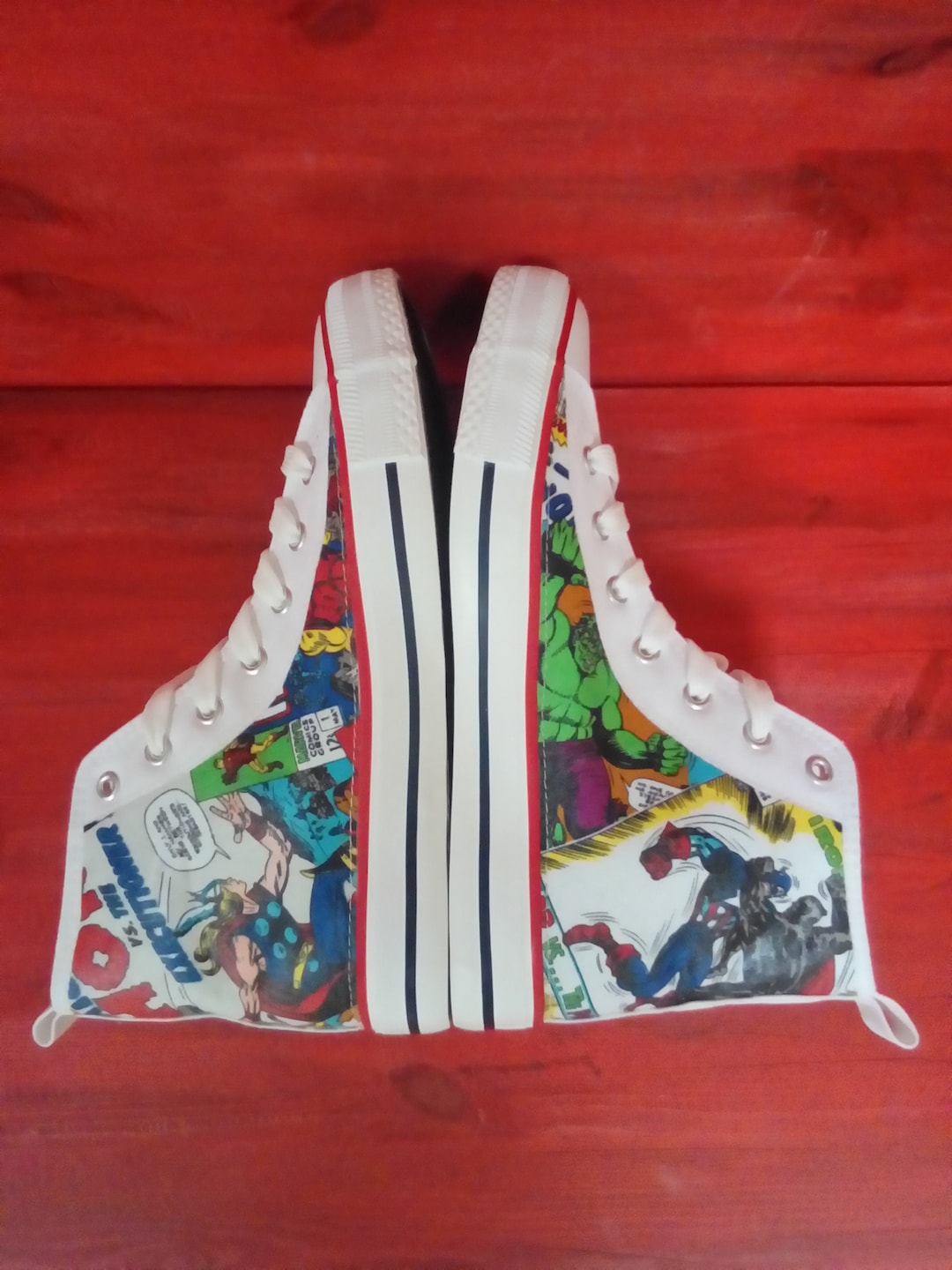 Hand Customised/hand Customised New Marvel Comic Theme Shoes Trainers ...