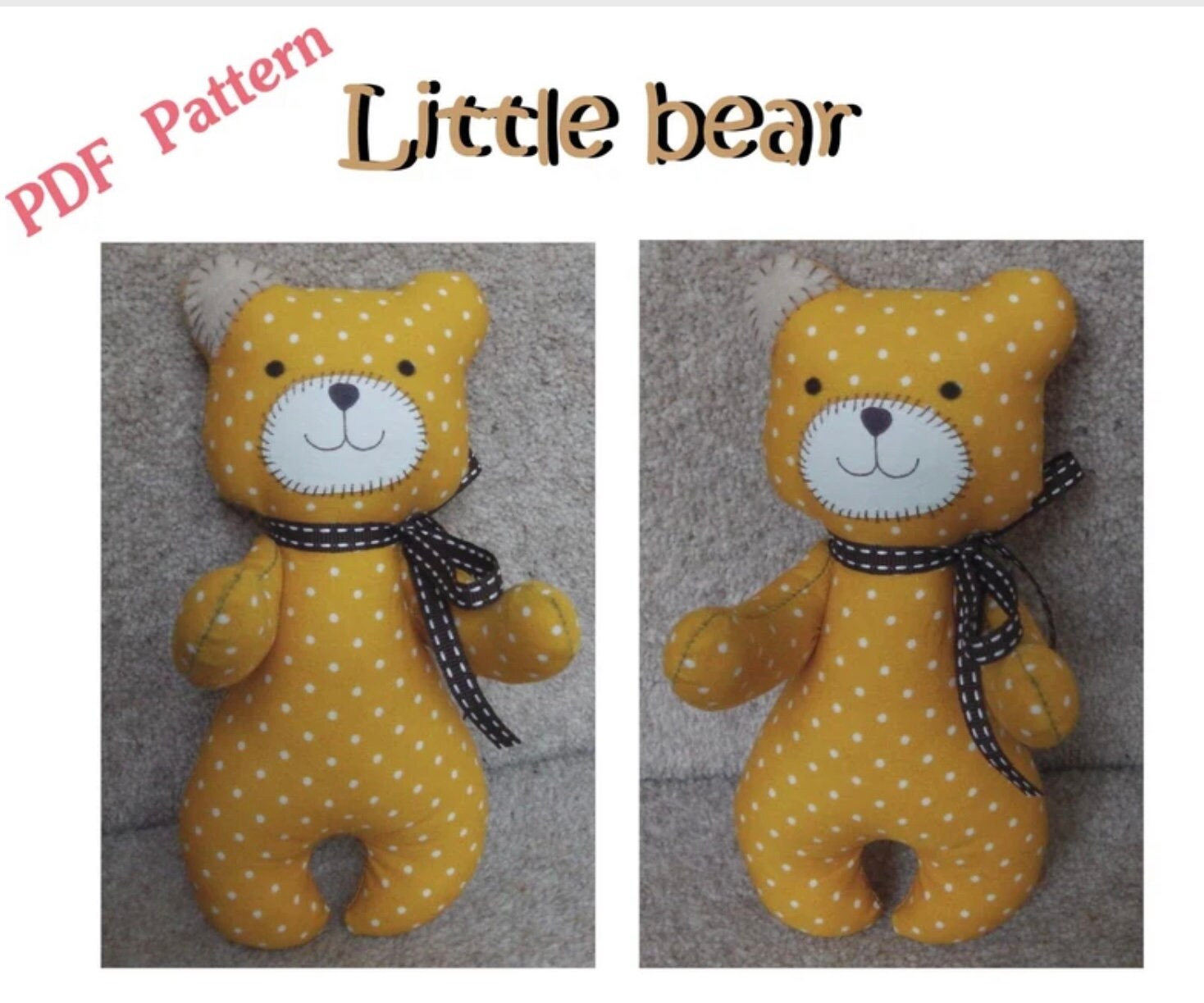 2 PDF Patterns. Jointed Bear in Pink Dress With Headscarf, 11.5 Inches ...