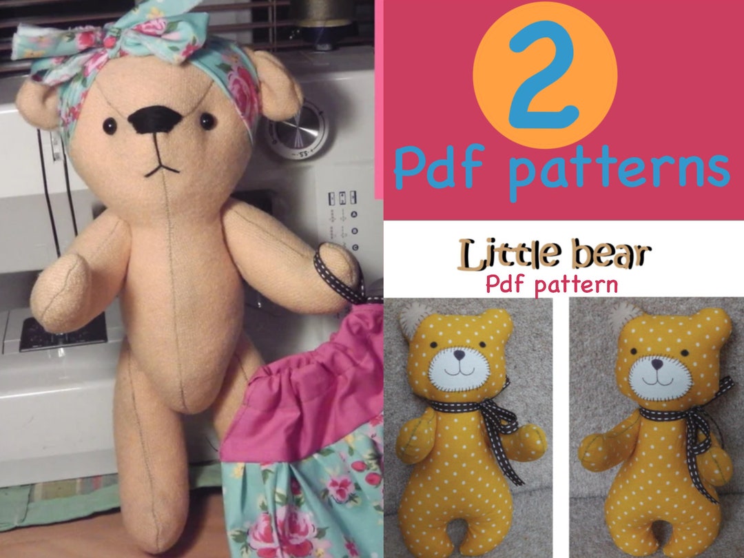 2 PDF Patterns. Jointed Bear in Blue and Pink Dress With Headscarf, 11. ...