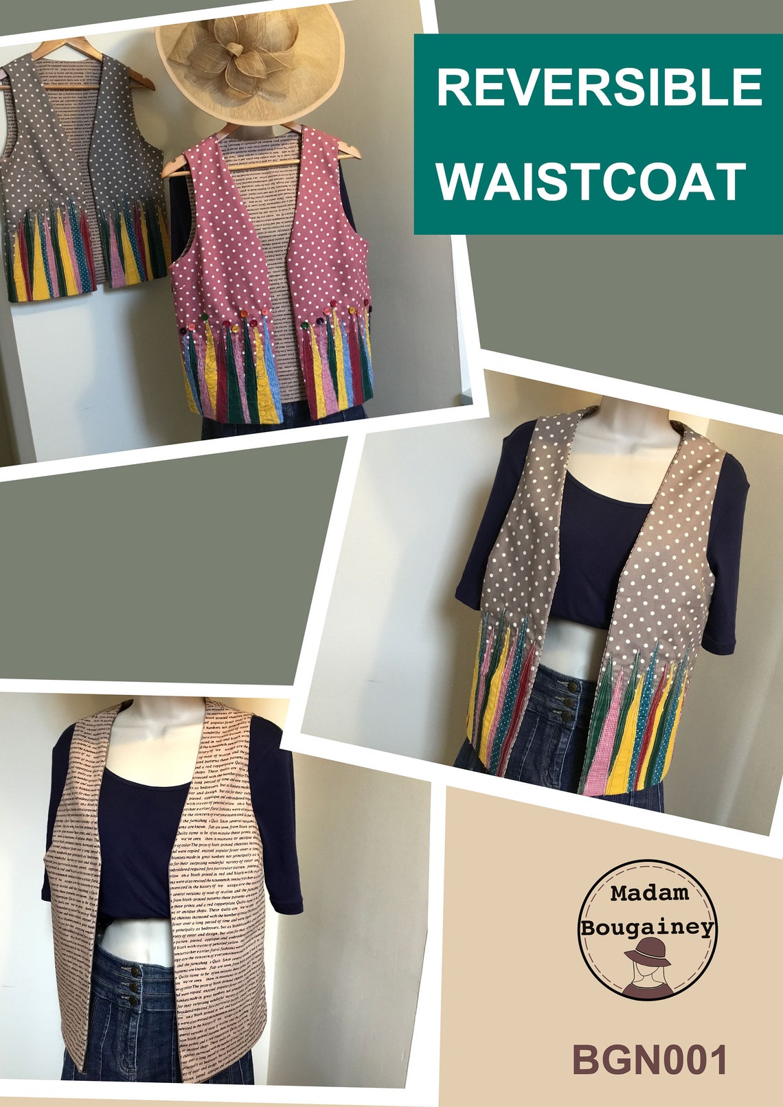 PDF Pattern for Reversible Waistcoat. - Etsy UK