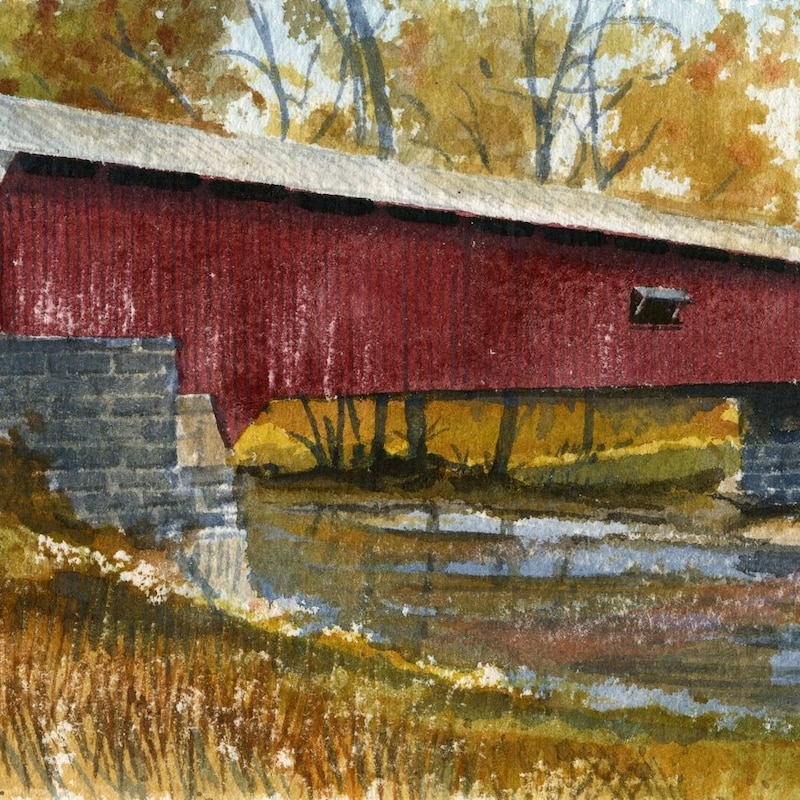 Red Covered Bridge - Etsy