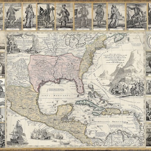 Pirate Map Poster 24x36. Golden Age of Pirates vintage | Etsy