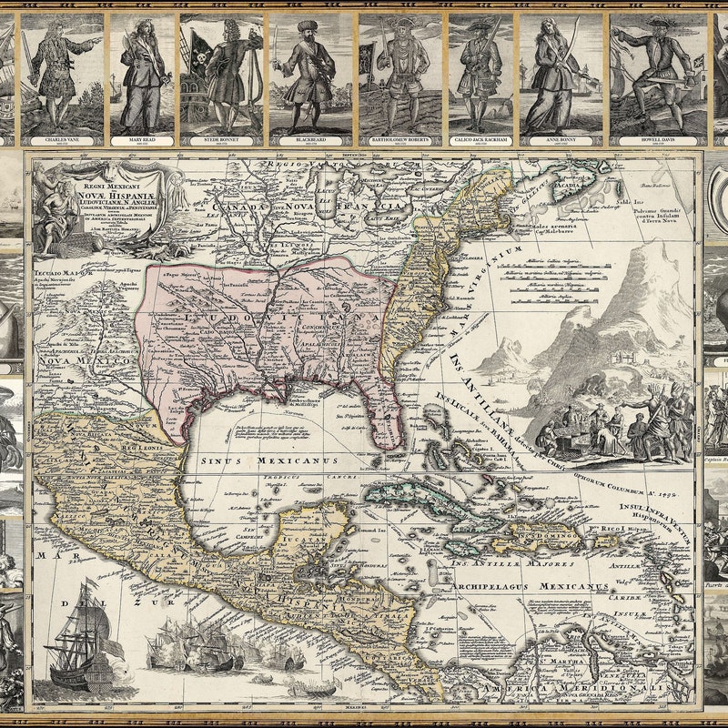 Historic Map of Caribbean - Etsy