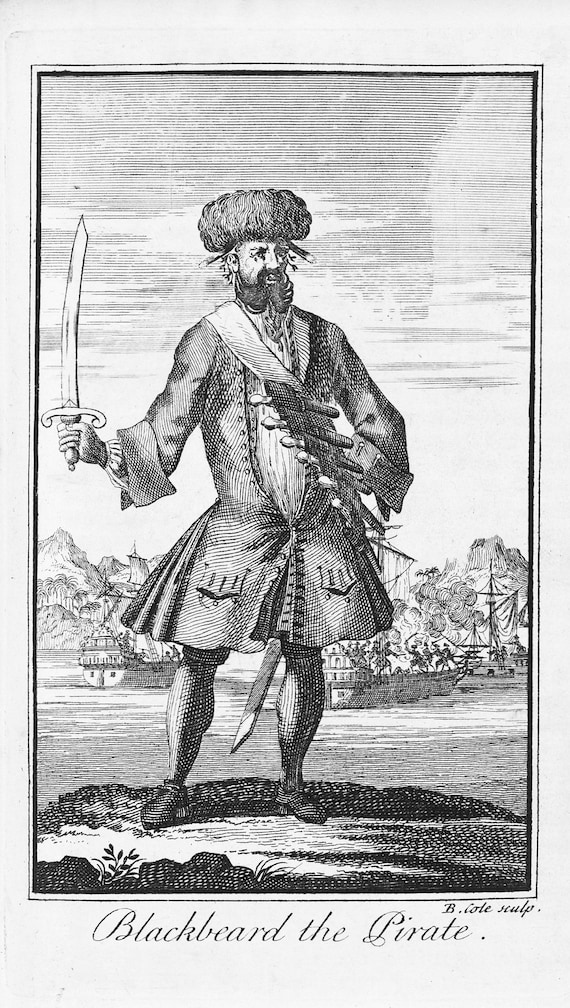 Blackbeard the Pirate. Captain Edward Teach. Prints Notecards | Etsy
