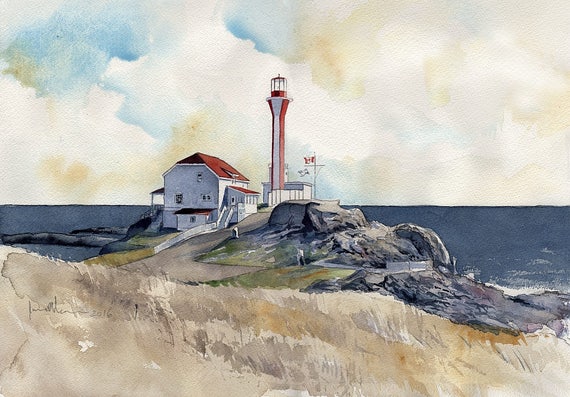 Cape Forchu Lighthouse Nova Scotia Canada. Red-striped | Etsy