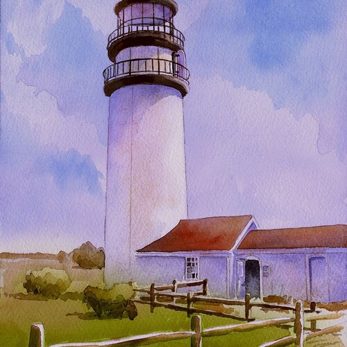 Cape Cod Art Lighthouse Art Print Watercolor Art - Etsy