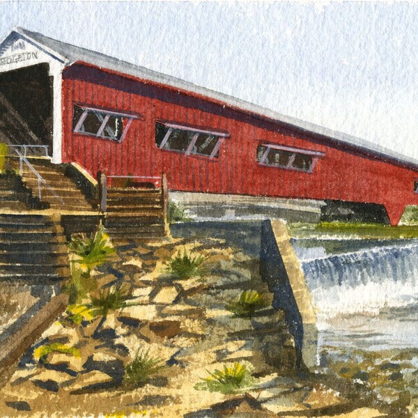 Red Covered Bridge - Etsy
