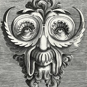 Funny Grotesque Masks Vintage Art Printable Coloring Pages. 6 Bizarre ...