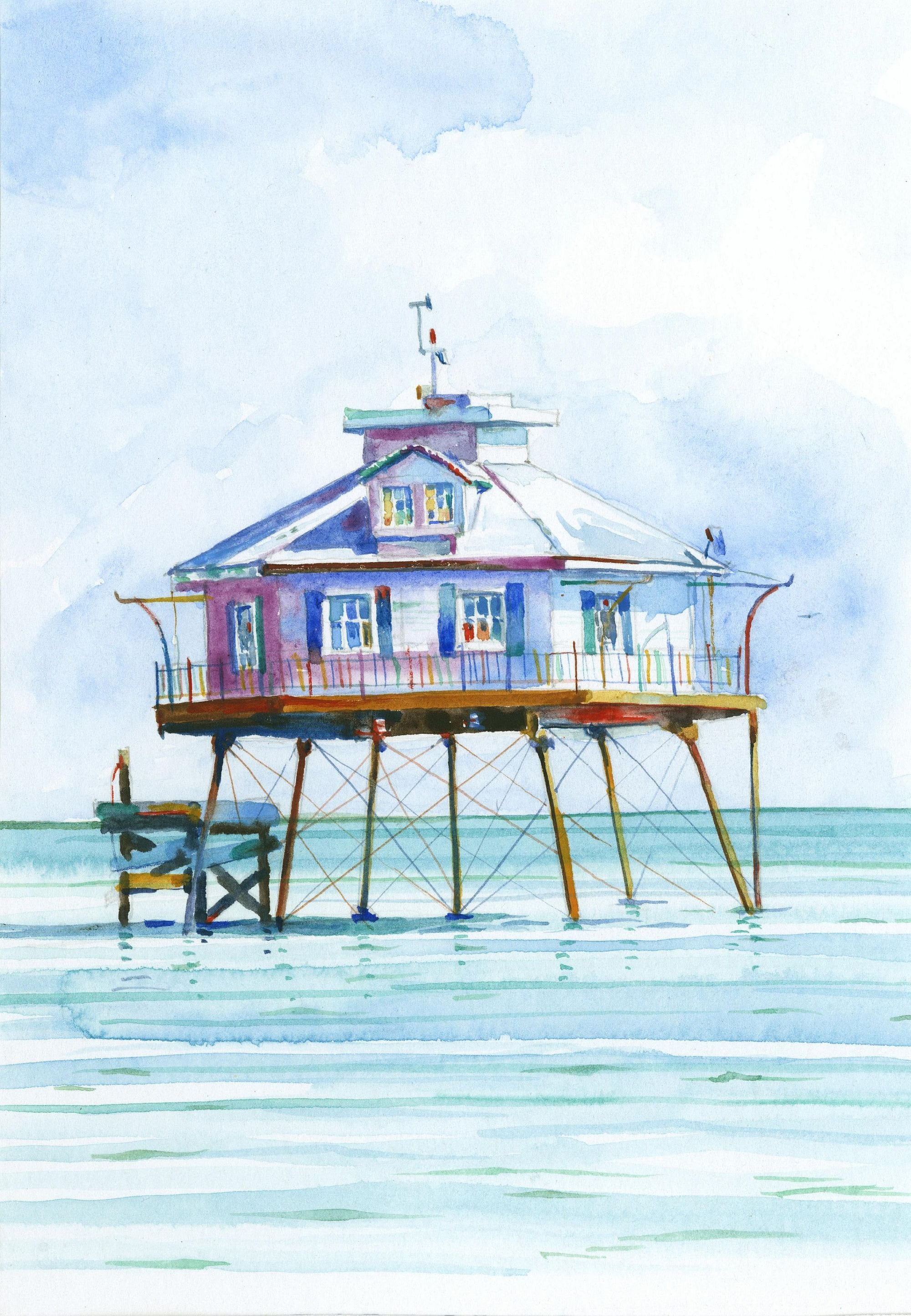 Mobile Bay Middle Ground Lighthouse Alabama Gulf Coast. - Etsy