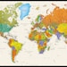 World Wall Map on Tyvek. Landscape, 28-1/2 X 50 Inches. Colorful ...
