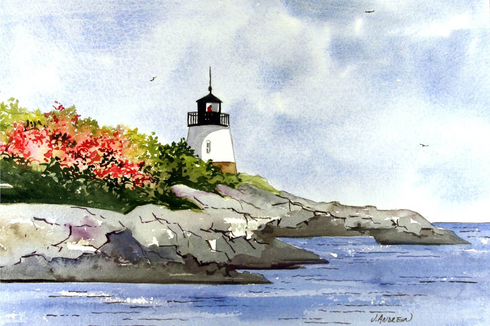 Castle Hill Lighthouse, Newport, Rhode Island. Daytime Landscape. Roses ...