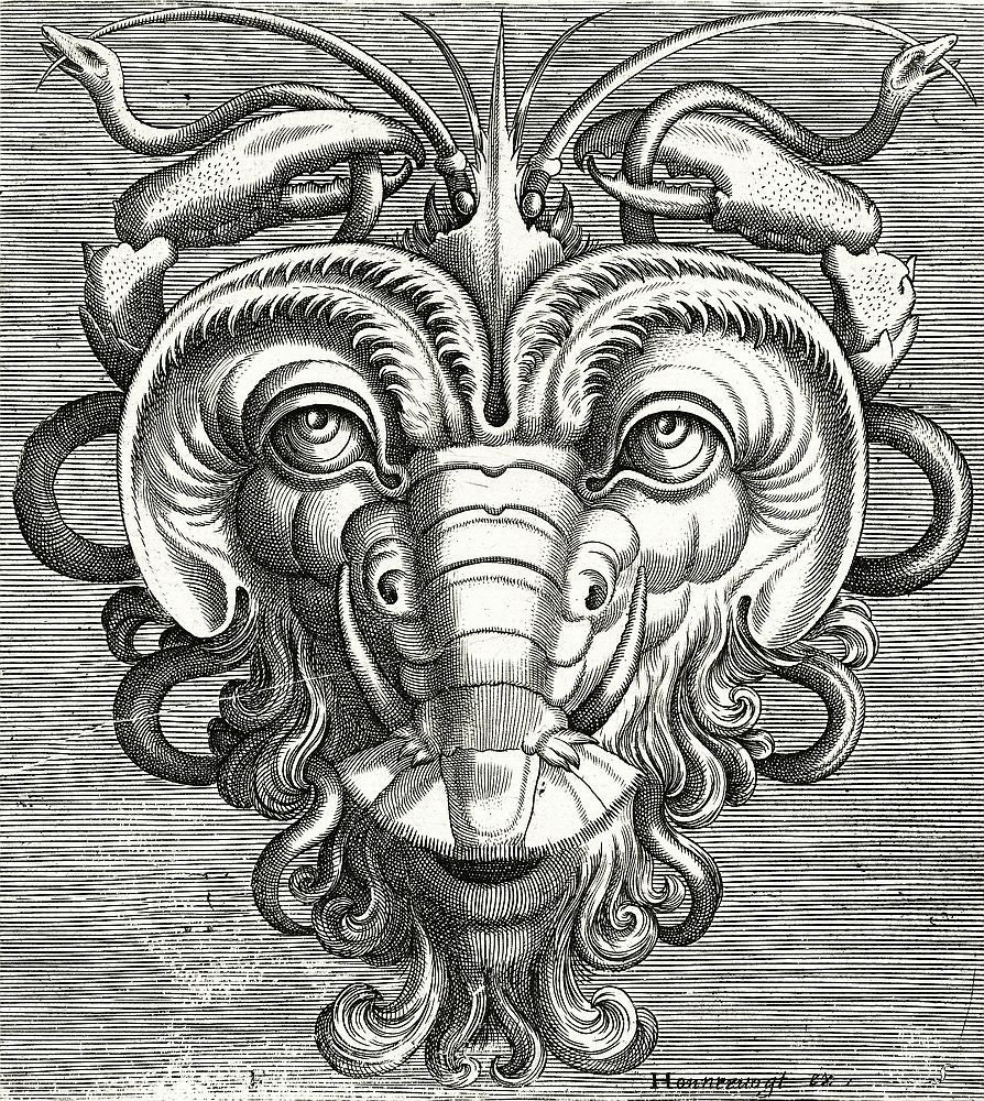Funny Grotesque Masks Vintage Art Printable Coloring Pages. 6 Bizarre ...