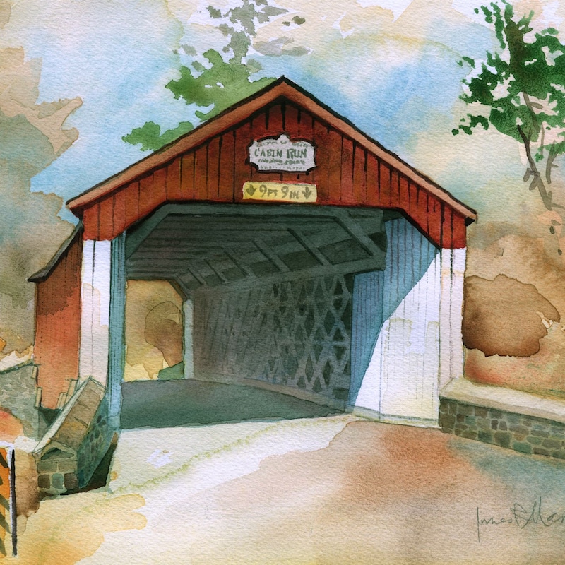 Red Covered Bridge - Etsy