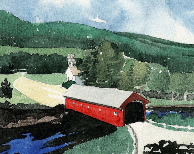 West Arlington Covered Bridge. Classic Vermont Landscape: Red - Etsy