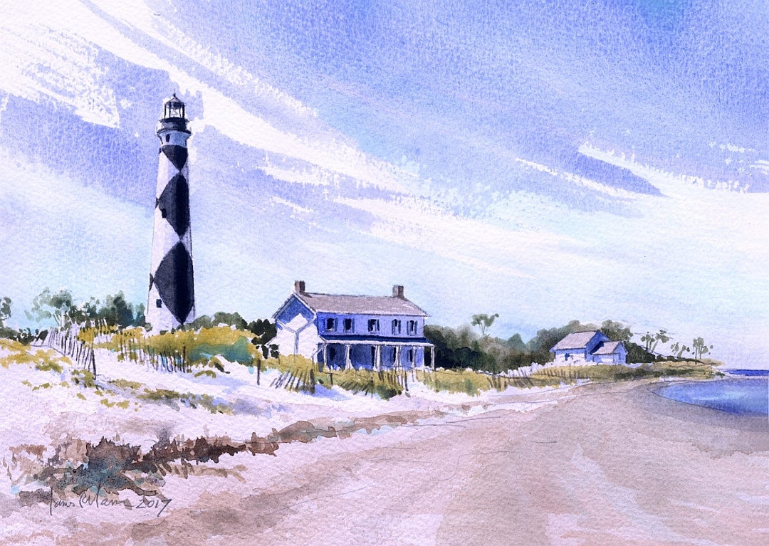 Cape Lookout Lighthouse, Outer Banks, NC. Black & White Checked Tower ...