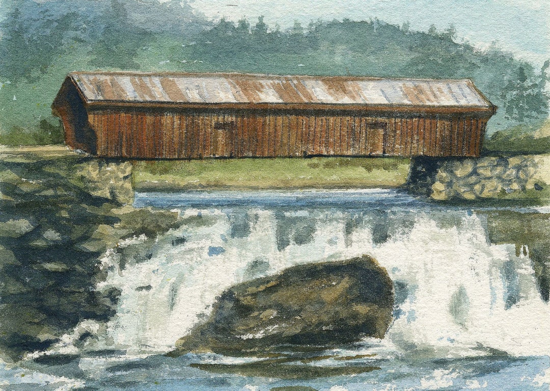 Willard Covered Bridge, Hartland, Vermont. Peaceful Landscape With ...