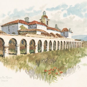 Mission San Luis Rey in 1895. Vintage Landscape. Lost View of Colonnade ...