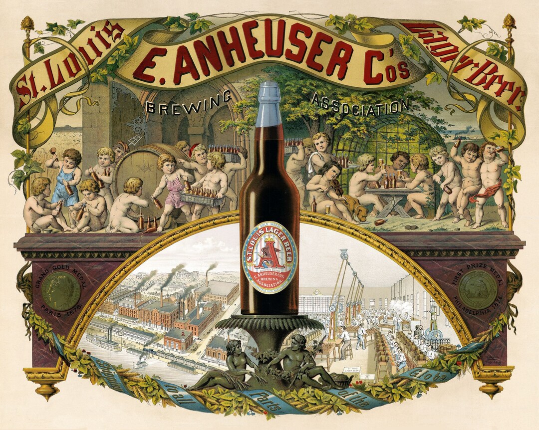 Anheuser Lager Beer 1879 Vintage Ad Poster. St. Louis Waterfront ...