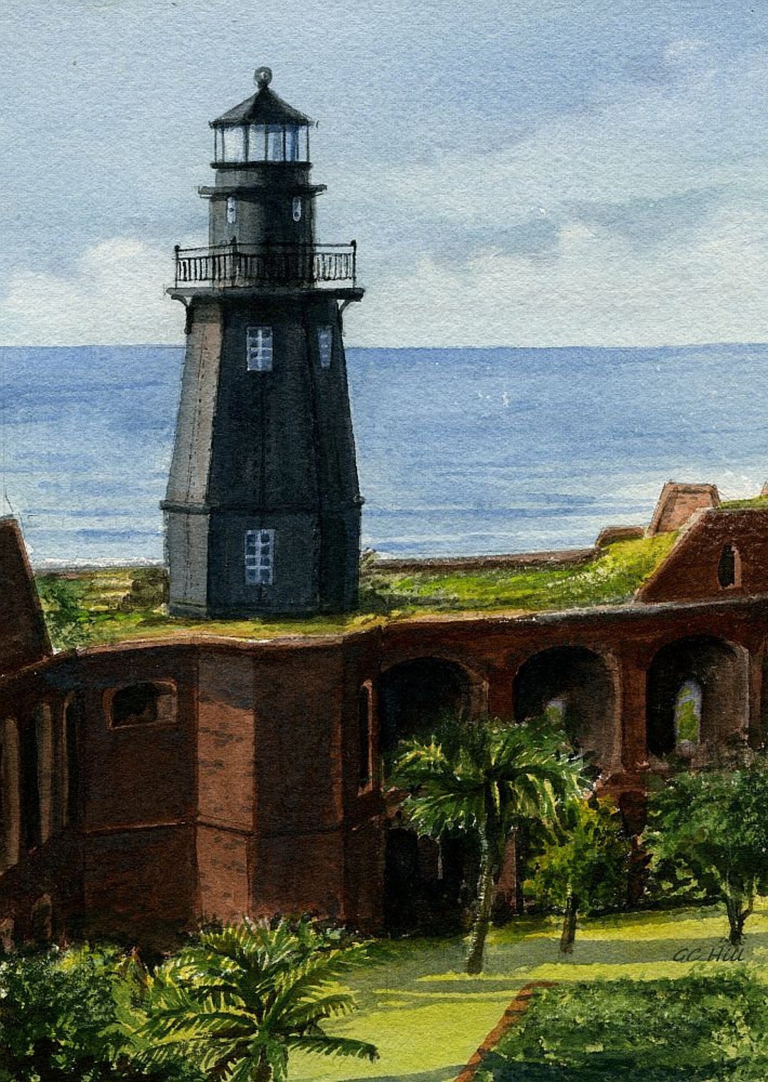 Tortugas Harbor Lighthouse & Fort Jefferson, Garden Key, Dry Tortugas ...