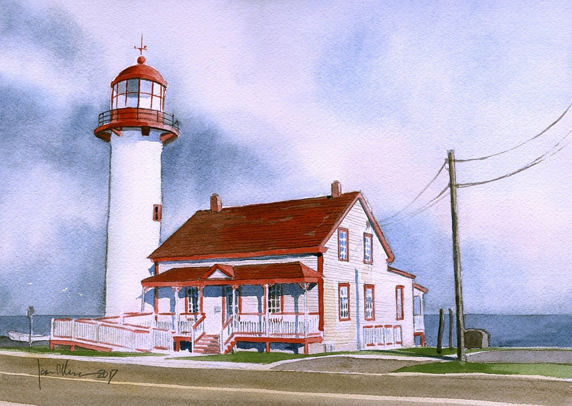 Matane Lighthouse & Keeper's House Gaspé Peninsula - Etsy