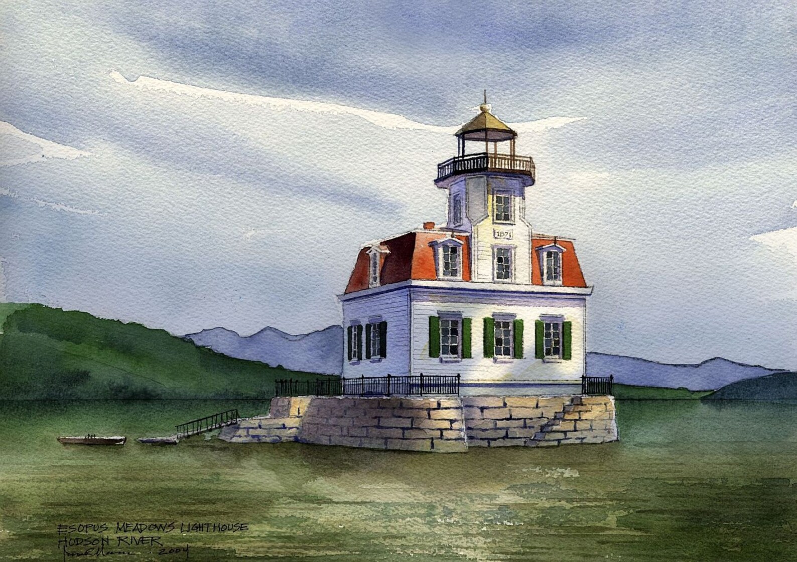 Esopus Meadows Lighthouse, New York. Summer on Hudson River Near ...