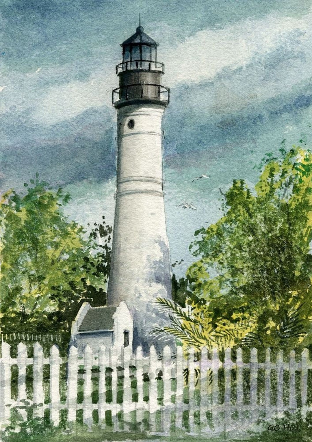Key West Lighthouse, Florida. Portrait View. Picket Fence. Gerald Hill ...