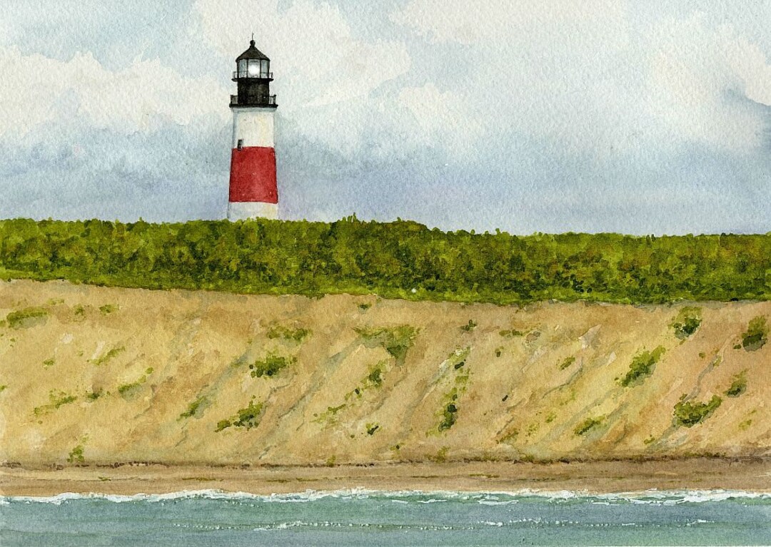 Sankaty Head Lighthouse, Nantucket, Mass. Red & White Stripes Over ...