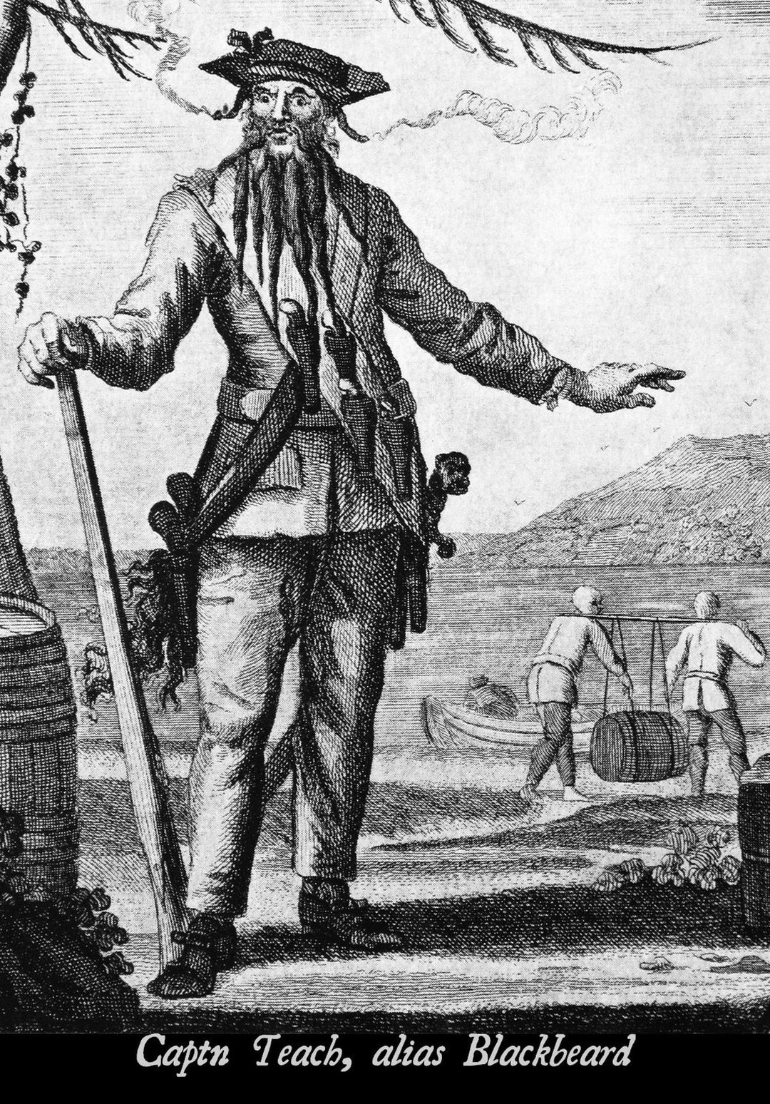 Pirate Magnet BLACKBEARD. Vintage B/w Portrait of Notorious Buccaneer ...