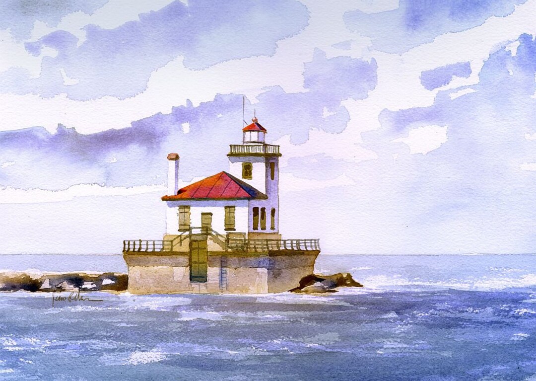 Oswego Harbor West Pierhead Lighthouse, Lake Ontario, New York. James ...