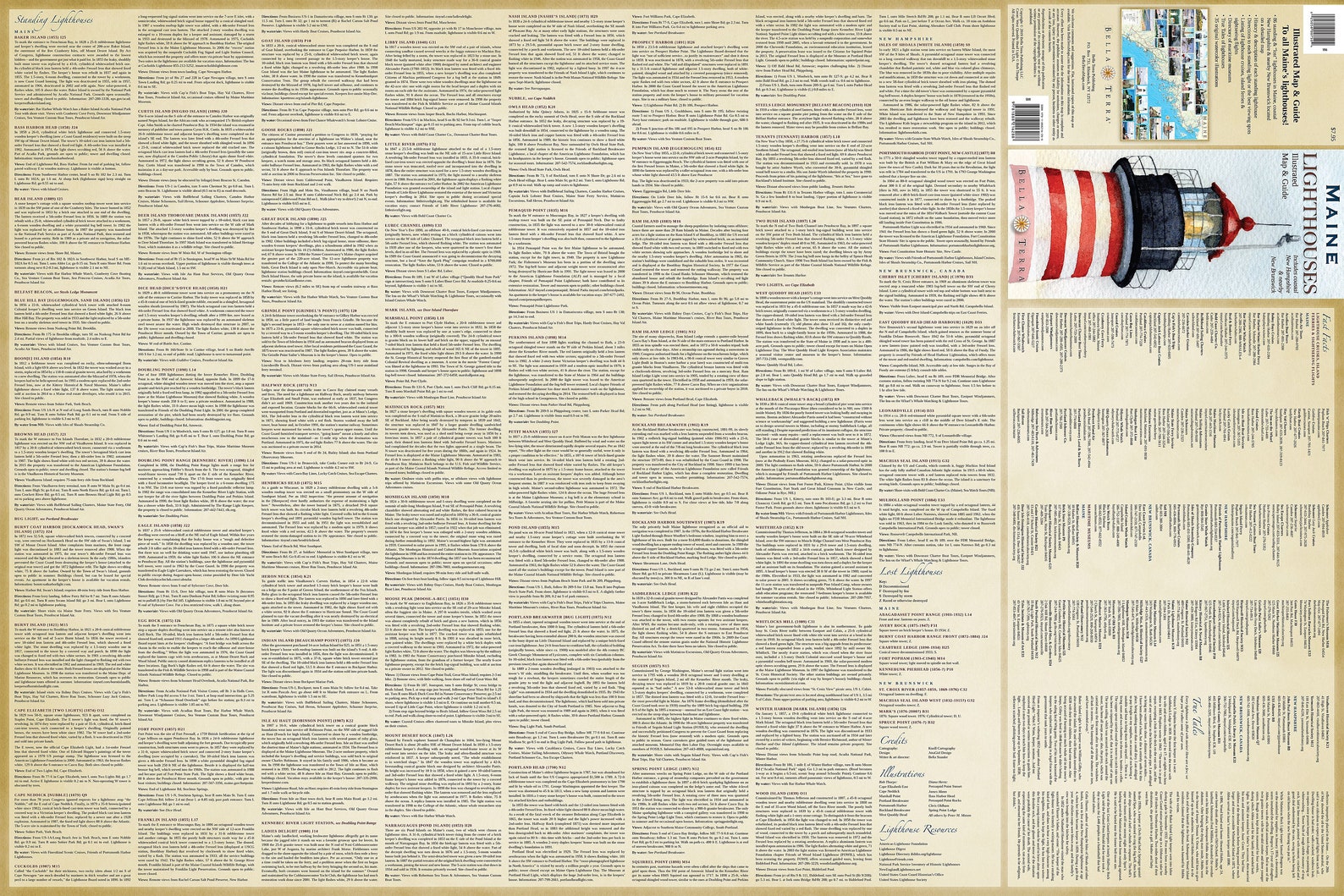 Maine Lighthouses Illustrated Map Poster. Beautiful Watercolor - Etsy